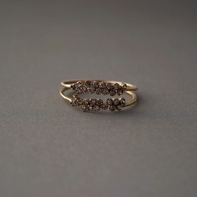 noguchi14k镀金棕色钻石复古戒指