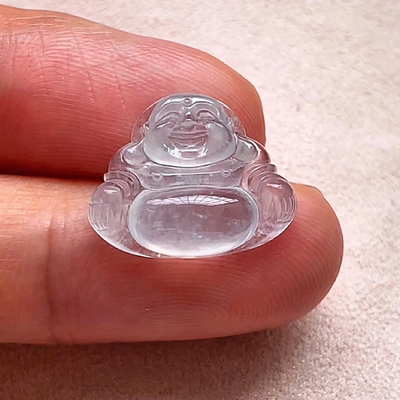 【101394】纯天然A货高冰种缅甸翡翠佛公吊坠 玉石玉器笑佛带证书