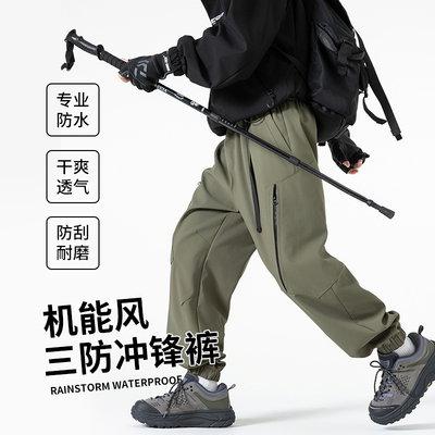 izexx 绿标-山系户外 复古工装休闲裤束脚宽松潮牌伞兵战术冲锋裤