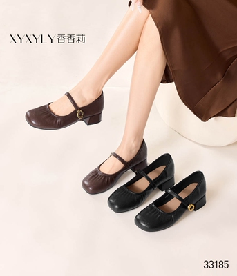 香香莉女鞋2026春季新款33185浅口单鞋女百搭圆头玛丽珍鞋工作鞋