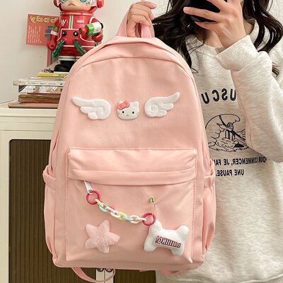 粉色hellokitty书包女哈喽凯蒂猫轻便hallo双肩背包初中女生holle