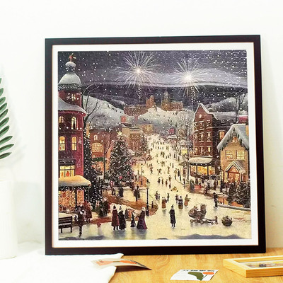 圣诞广场拼图框45*45画框架65*65装裱1000片相框50.8*68.6拼图框
