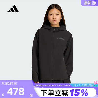 adidas阿迪达斯户外徒步软壳外套冬TERREX女保暖梭织夹克KE6435