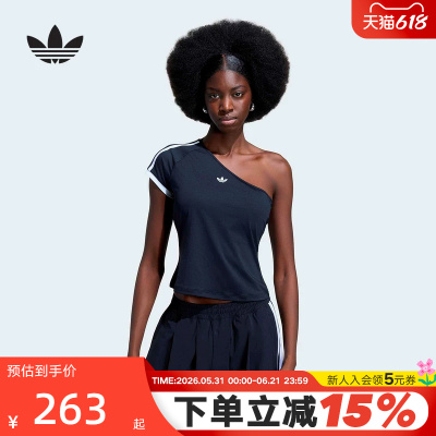 adidas阿迪达斯三叶草露肩斜肩半袖女Adilenium 5.0短袖T恤KY5180