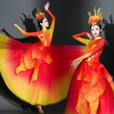 开场舞大摆裙粉色长裙