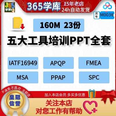 APQP PPAP MSA SPC FMEA五大工具培训PPT合集质量管理IATF16949