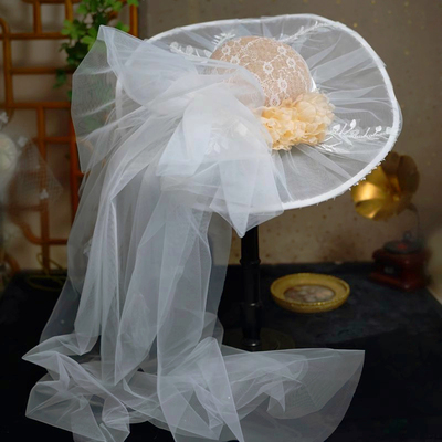 佳媄夸张抓纱复古礼帽纱手工新娘头饰品影楼拍照样片拍摄外景造型