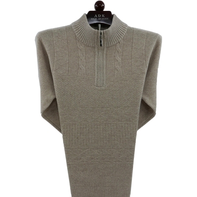 雪马加厚半高领羊毛衫半拉链毛衣