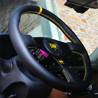 汽车改装14寸OMP真皮快拆方向盘