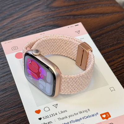 Applewatch编织磁吸扣玫瑰金表带