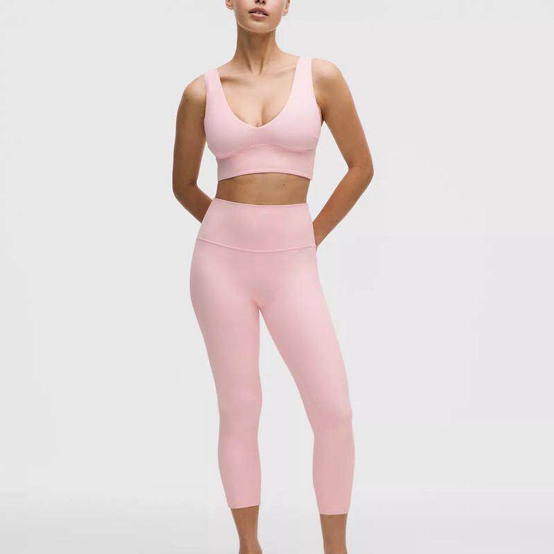 海外代购lululemon/露露乐蒙女士瑜伽长裤提臀塑形高腰粉色瑜伽