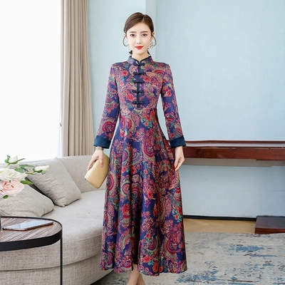 春秋冬改良旗袍大码300斤女装裙子新款2024气质洋气新中式连衣裙