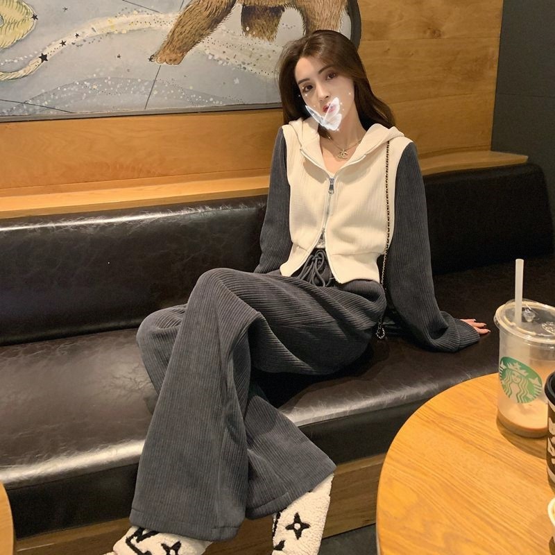 休闲新款连帽气质两件套显瘦女时尚高级感运动套装卫衣小个子春秋
