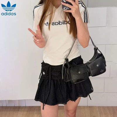 Adidas三叶草女运动短袖V领T恤