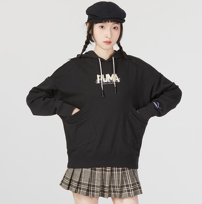 彪马女子时尚棉质连帽套头衫针织