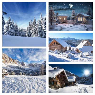 东北雪乡雪景直播背景布冬季雪地