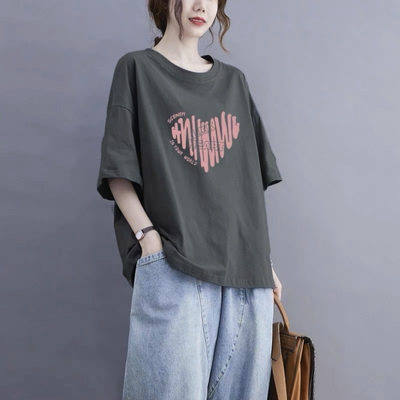 纯棉t恤女宽松半袖上衣