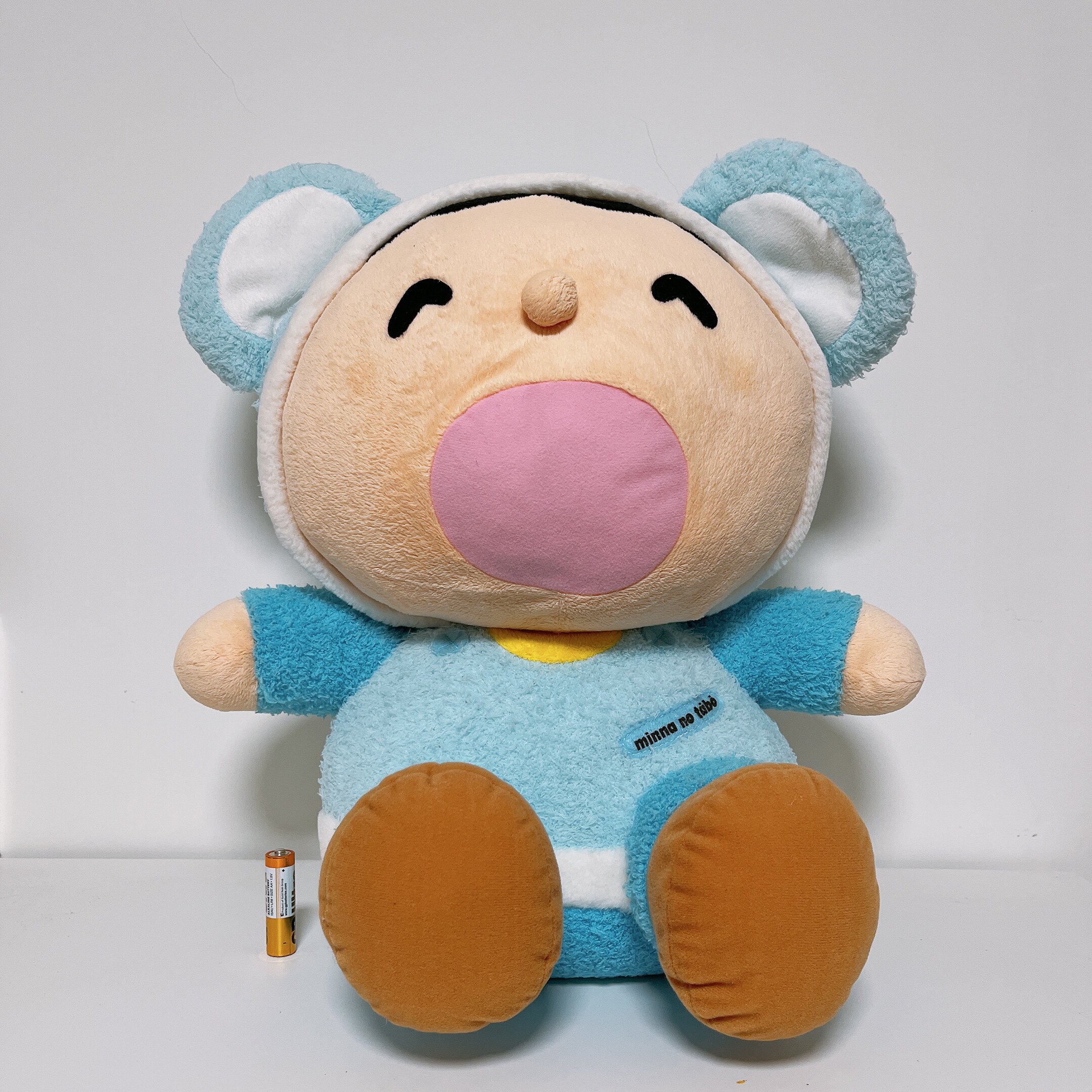 绝版超稀有中古三丽鸥大口仔玩偶卷毛变装蓝熊公仔minna no tabo