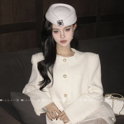 留洋千金~白色方钻平顶小礼帽