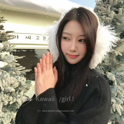 冬季氛围感白色流苏耳罩可爱ins毛绒耳套加厚保暖骑行耳包护耳暖