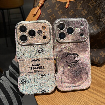 高级奢华复古山茶花闪粉适用iPhone17promax水钻链条15苹果16手机壳14全包防摔13