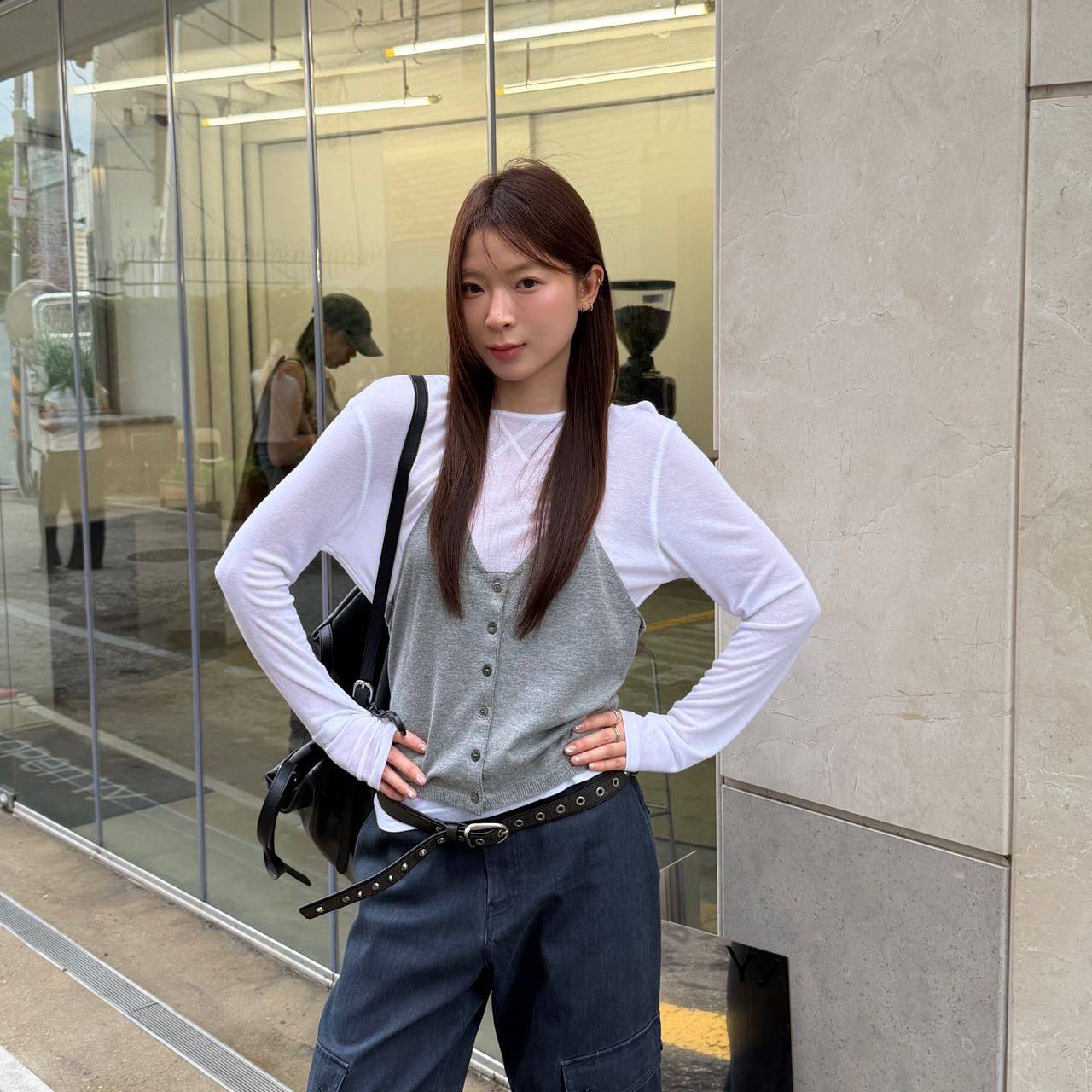 WAIT MORE早秋韩系圆领长袖打底衫女舒适天丝羊毛内搭上衣6002