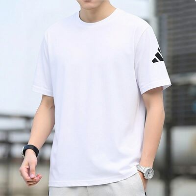 Adidas男士短袖T恤纯棉圆
