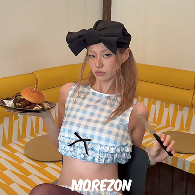 MOREZON何慧香同款【Brown hat Ribbon Turban】潮人蝴蝶结贝雷帽