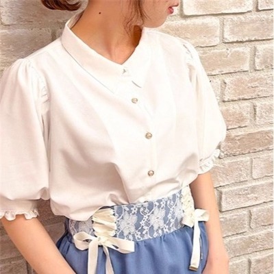 半袖软滑材质axes甜美日单女衬衣