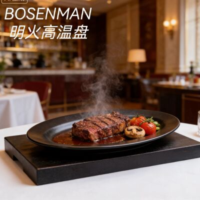 波森曼耐高温陶瓷美式热盘牛排盘西餐厅烤箱专用牛排盘子战斧牛扒