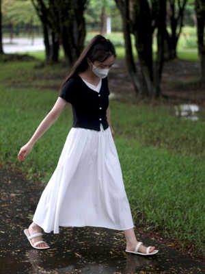 小个子白色半身裙A字长裙子