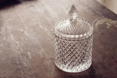 美式复古水晶玻璃罐cookie jar 储物罐收纳罐