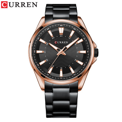 CURREN/卡瑞恩8424防水圆形男表 简约钢带休闲腕表大表盘手表