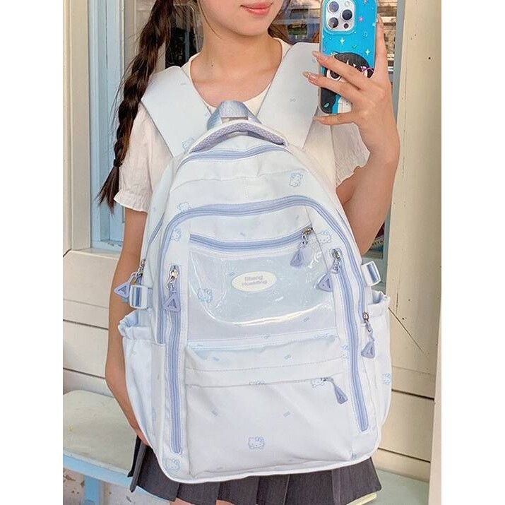 专柜品牌韩系治愈浅蓝卡通双肩痛包清新柔和清甜少女氛围感逛街打