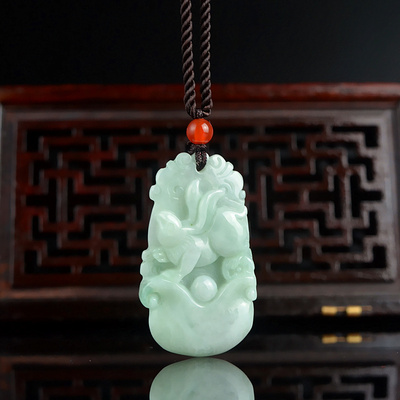 天然a货翡翠兔吊坠缅甸玉兔挂坠玉生肖兔翡翠小兔子挂件10226