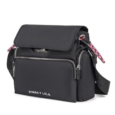 Bimba y lola新款西班牙尼龙盖头包女 时尚单肩斜跨大容量字母包