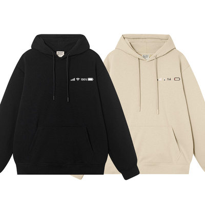 低头族满电满信号续航忧虑不一样的情侣装秋冬加绒连帽卫衣服