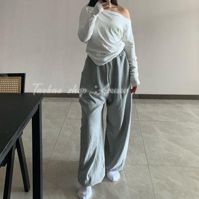 Asuxw美式复古街头风运动卫裤女