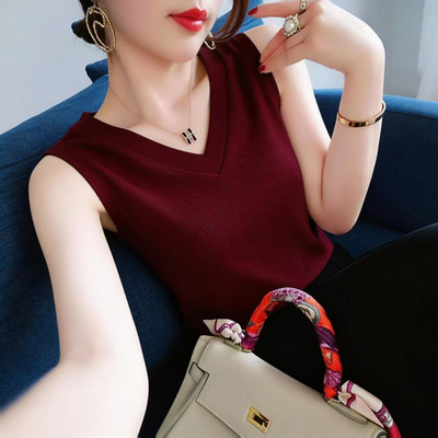 V领吊带背心女2026夏季新款外穿遮肚修身洋气内搭纯色无袖打底衫