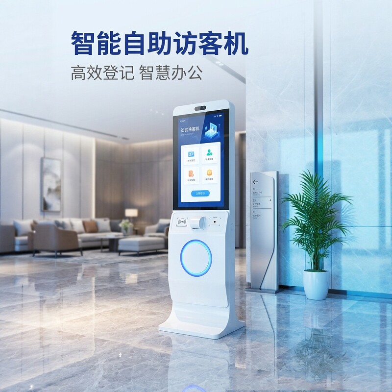 立式自助访客机,人脸识别系统,自助登记,写字楼,智能访客系统