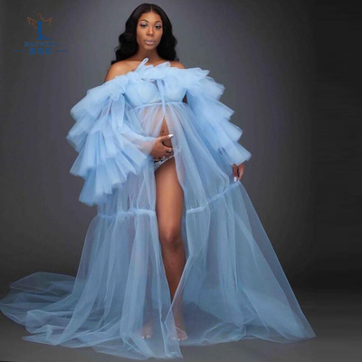 Unique Sky Blue Prom Dresses Robes for Photo Shoot or Baby S