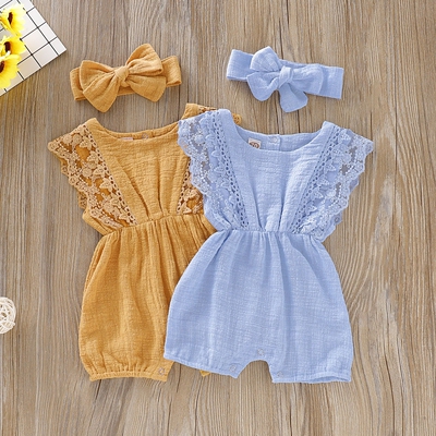 Summer Baby Girl Rompers Newborn Baby Solid Lace Design Romp