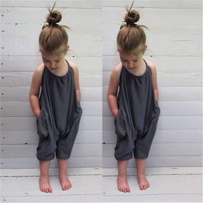 Fashion Toddler Kids Baby Girls Sleeveless Halter Strap Romp