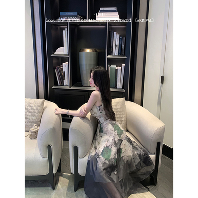 CHU小初/梨花落/优雅名伶 背后打揽+自带胸垫 方领长款连衣裙