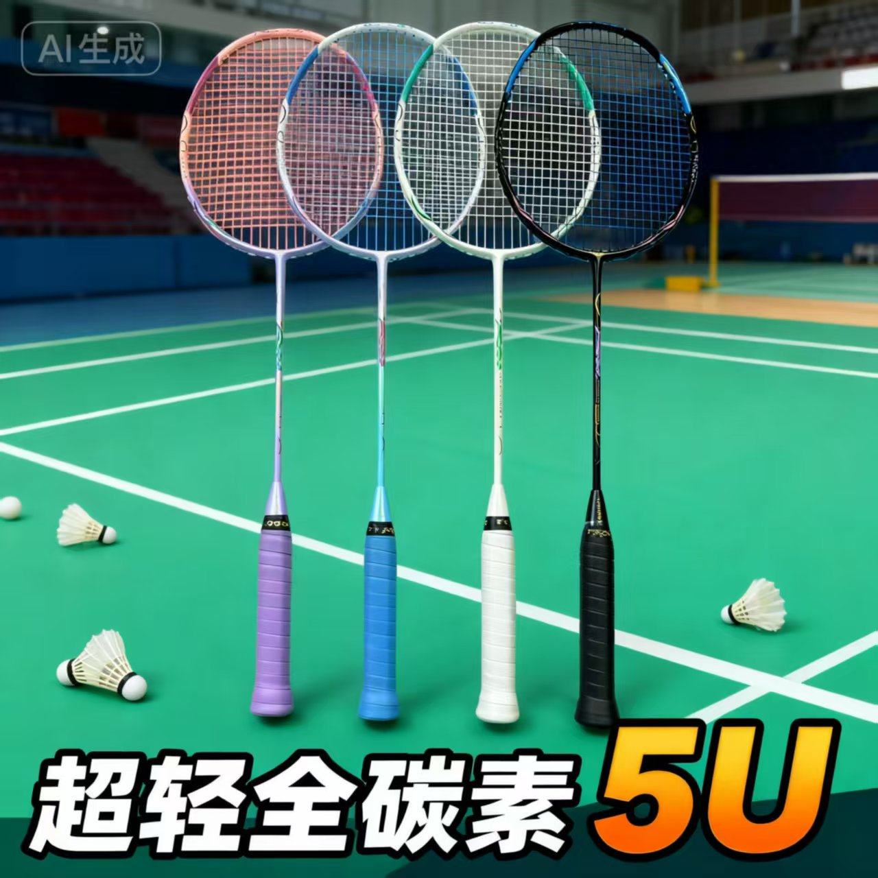 羽毛球拍超轻全碳素4U5U攻防兼备型巧克力同款破风框业余训练拍