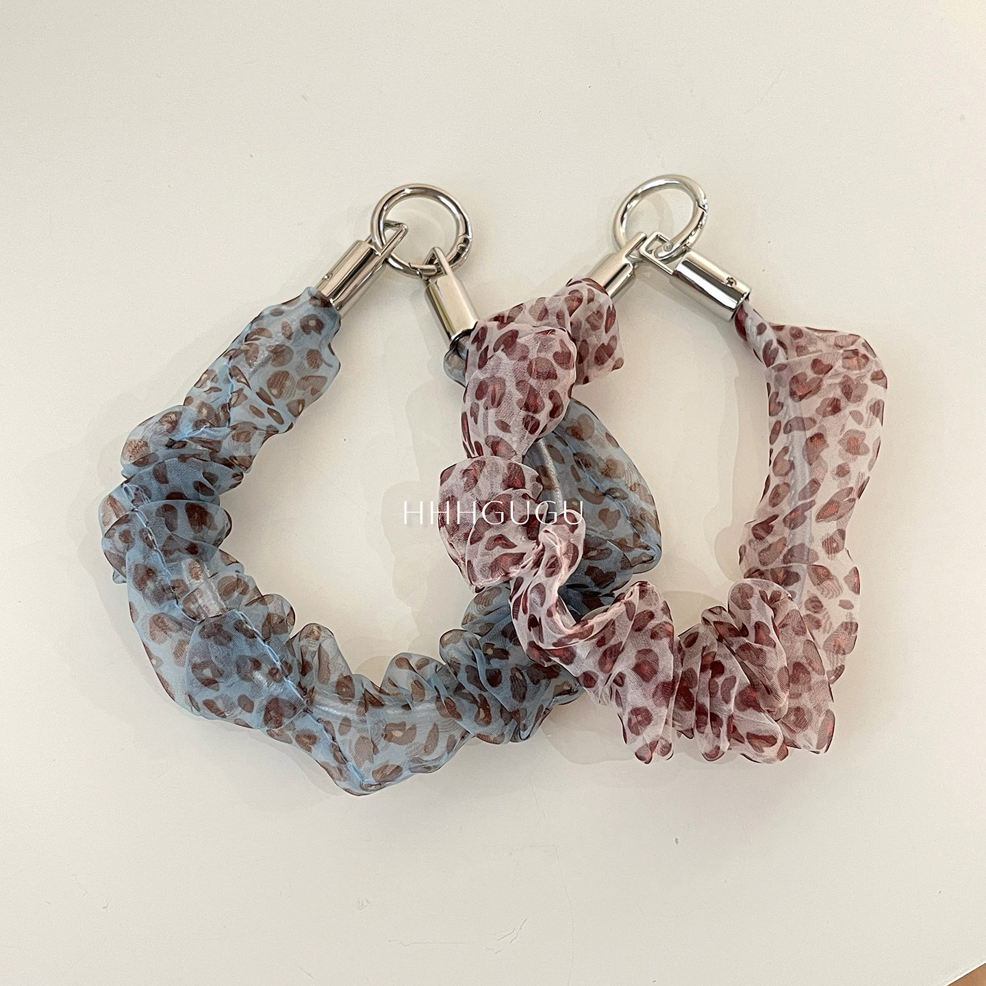 HHHgugu手机链条学生豹纹网纱腕带ccd短挂绳包包手机链钥匙扣饰品