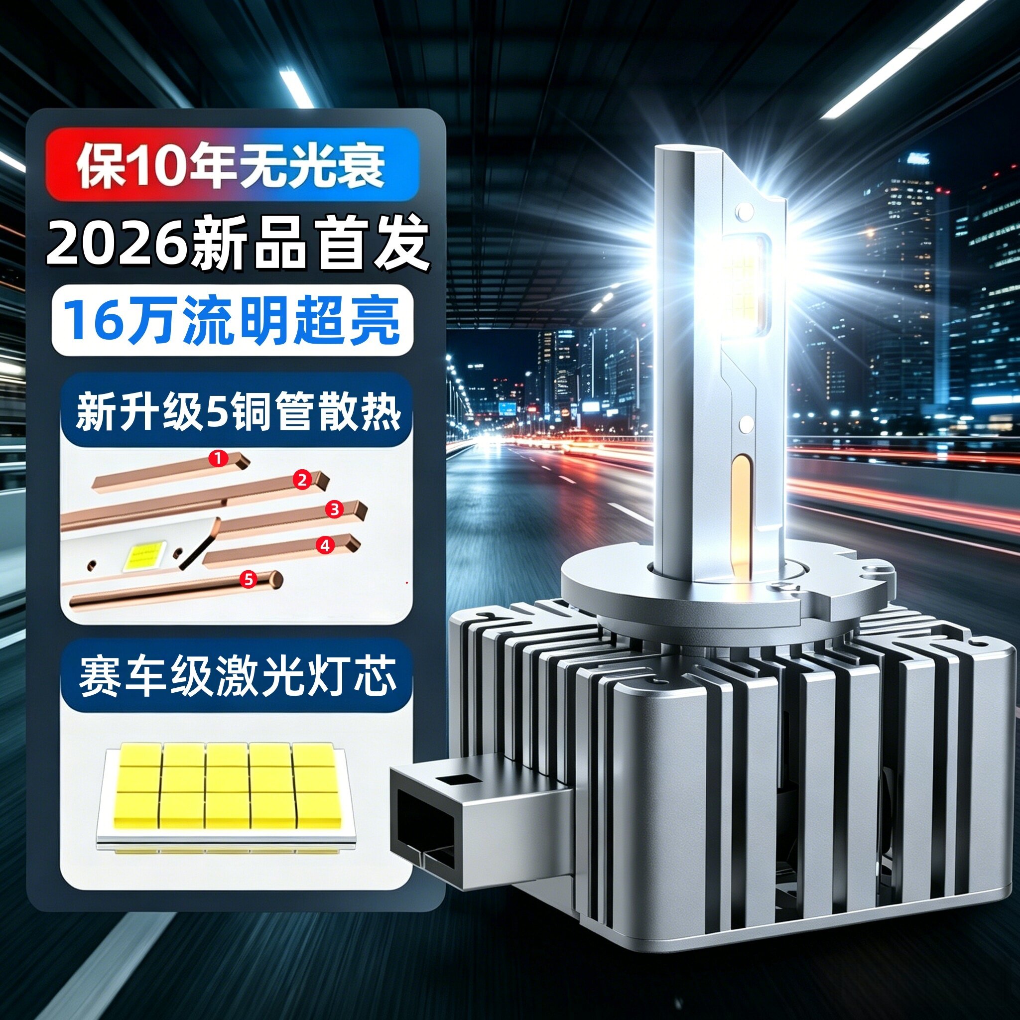 2026新款HID氙气灯泡D1S改装汽车LED大灯灯泡D3S D4S D2S D8S超亮