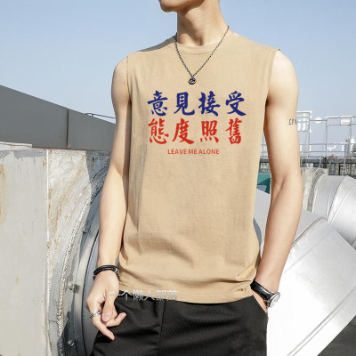 夏季宽松坎肩T恤无袖背心男上衣