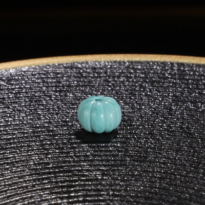 高货原矿绿松石南瓜珠精工苏工雕刻湖北高瓷散珠配饰6.3mmLS003A