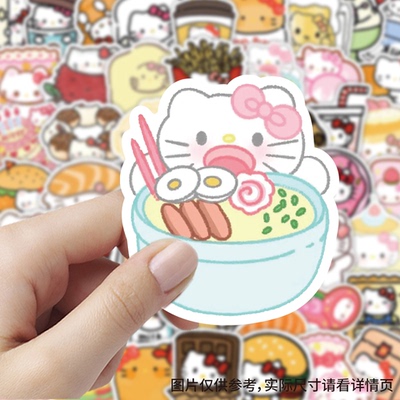 60张美食kt贴纸Q版可爱卡通呆萌高颜值萌宠装饰手账电脑防水贴画